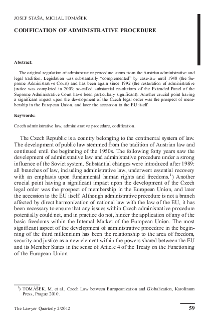 (PDF) Codification of Administrative Procedure