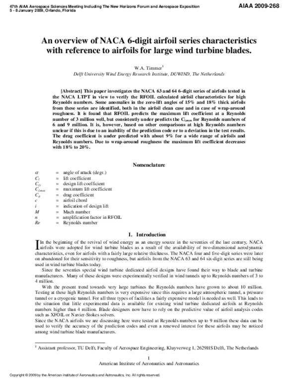 (PDF) An Overview of NACA 6-Digit Airfoil Series Characteristics with ...