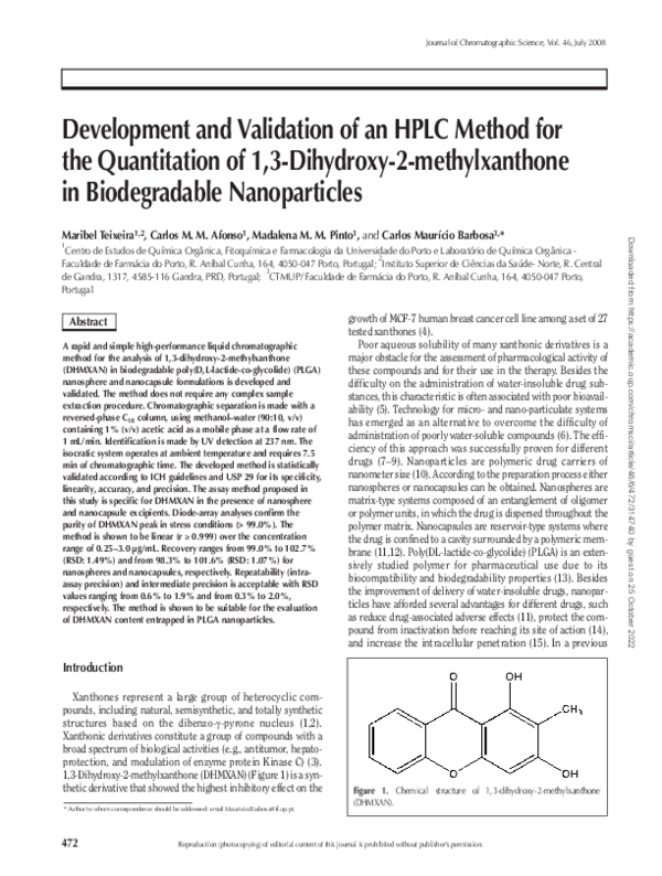 Pdf Development And Validation Of An Hplc Method For The Quantitation
