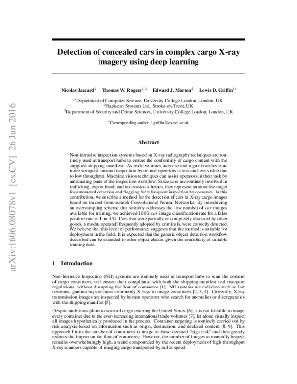 (PDF) Detection of concealed cars in complex cargo X-ray imagery using ...