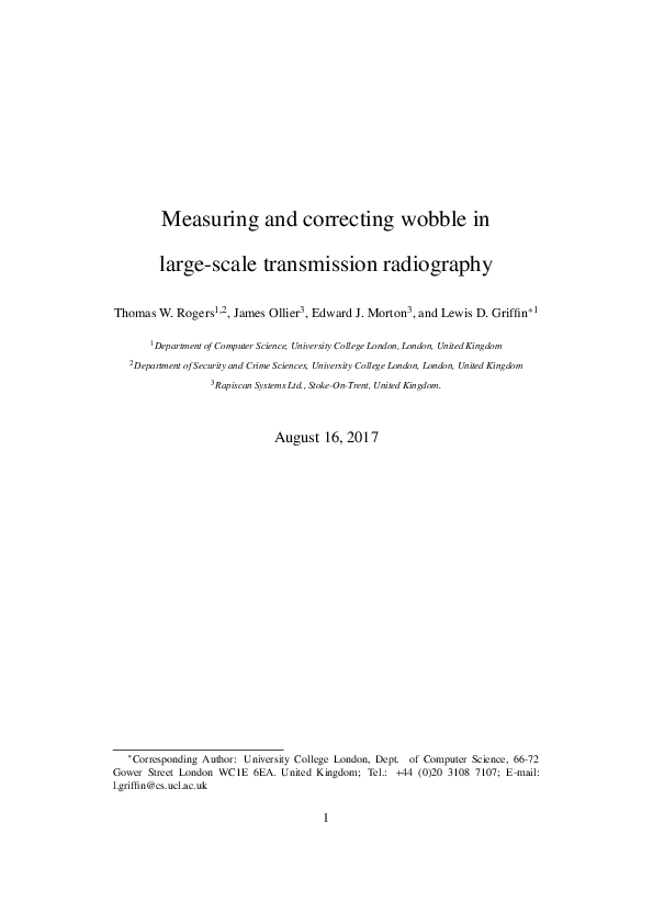 Pdf Measuring And Correcting Wobble In Large Scale Transmission Radiography Lewis Griffin