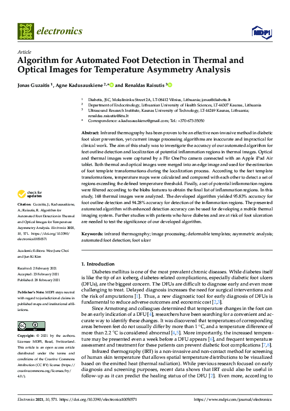 (PDF) Algorithm for Automated Foot Detection in Thermal and Optical Images for Temperature ...