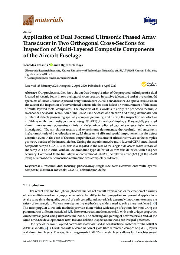 (PDF) Application of Dual Focused Ultrasonic Phased Array Transducer in Two Orthogonal Cross ...