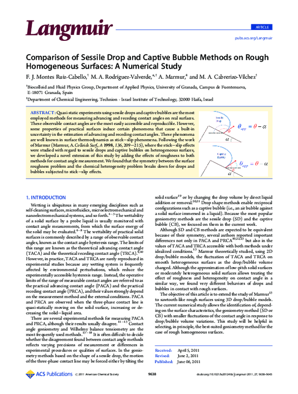 (PDF) Comparison of Sessile Drop and Captive Bubble Methods on Rough ...