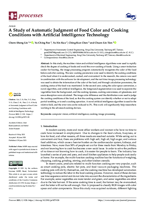 (PDF) A Study of Automatic Judgment of Food Color and Cooking ...