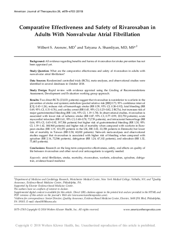 (PDF) Rivaroxaban Safety in Nonvalvular Atrial Fibrillation