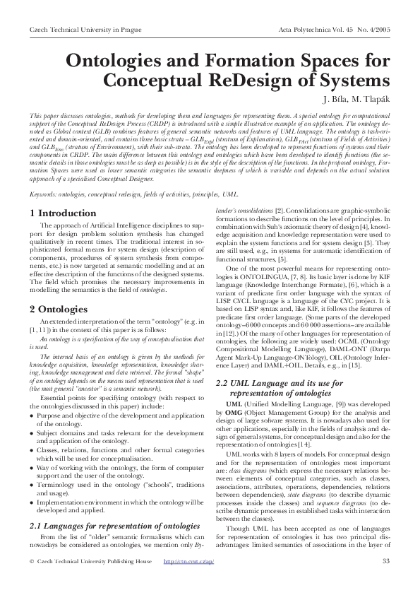 (PDF) Ontologies and Formation Spaces for Conceptual ReDesign of Systems