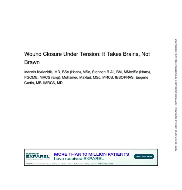 (PDF) Wound Closure Under Tension: It Takes Brains, Not Brawn
