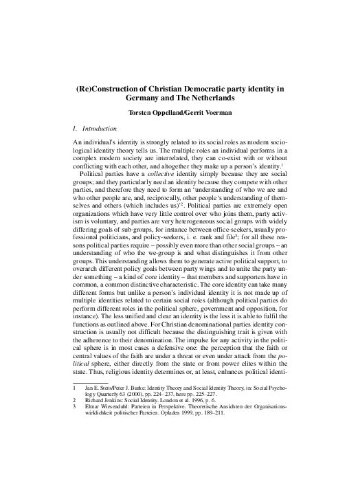 (PDF) (Re)Construction of Christian Democratic party identity in ...