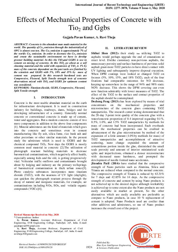 (PDF) Effects of Mechanical Properties of Concrete with Tio2 and Ggbs