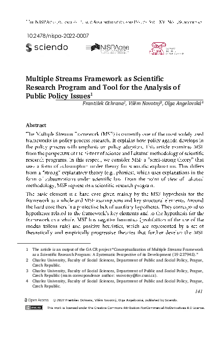 (PDF) Multiple Streams Framework as Scientific Research Program and ...