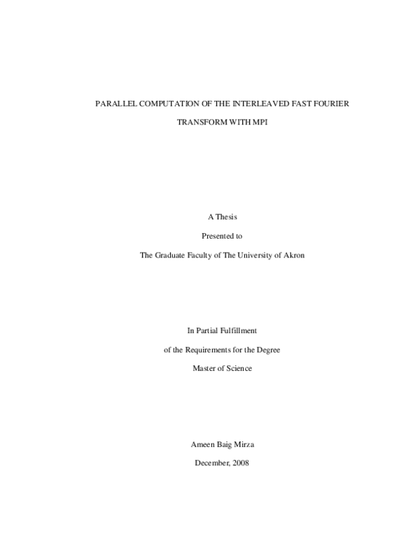 Pdf Parallel Computation Of The Interleaved Fast Fourier Transform With Mpi