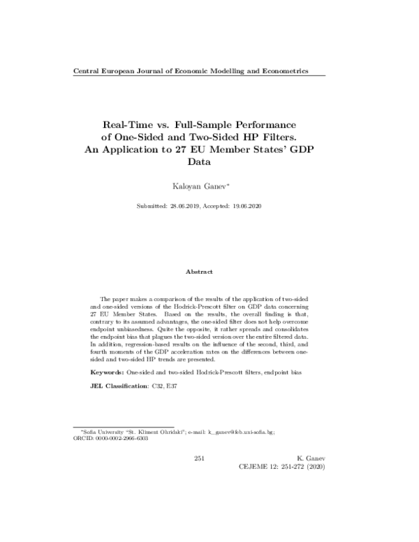 (PDF) Real-Time vs. Full-Sample Performance of One-Sided and Two-Sided ...