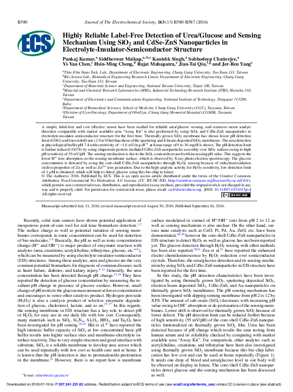 (PDF) Highly Reliable Label-Free Detection of Urea/Glucose and Sensing ...