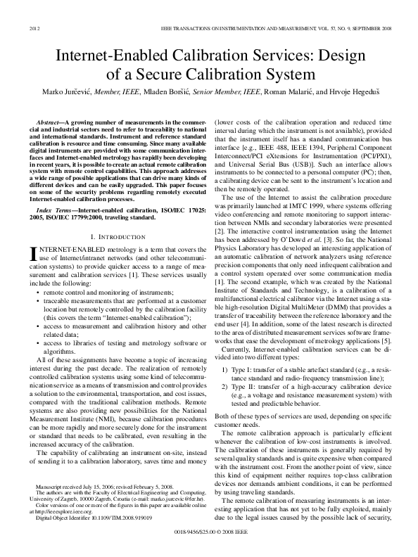 (PDF) Internet-Enabled Calibration Services: Design of a Secure ...