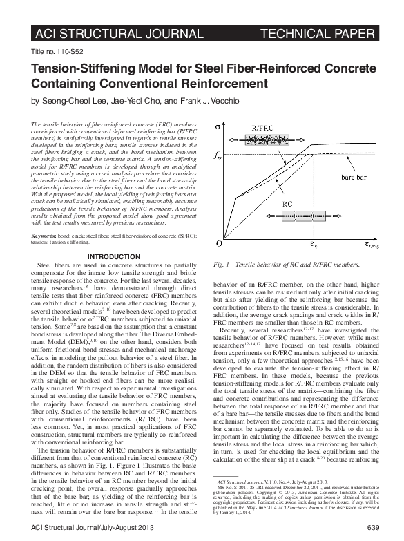 (PDF) Tension-Stiffening Model for Steel Fiber-Reinforced Concrete ...