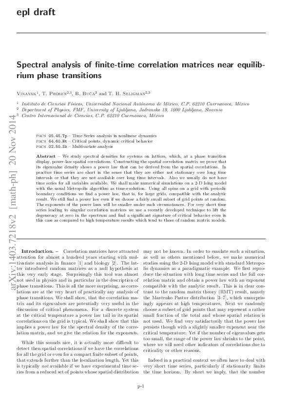 (PDF) Correlation matrices at the phase transition of the Ising model