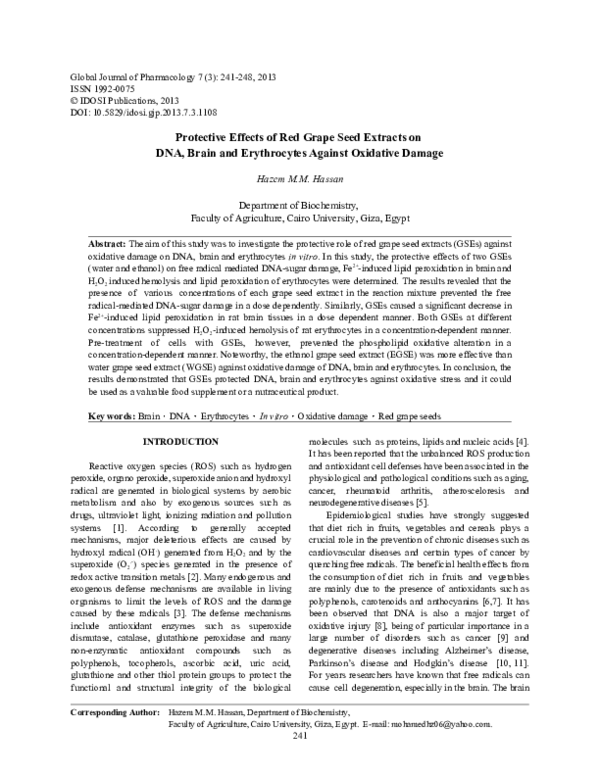 (PDF) Protective Effects of Red Grape Seed Extracts on DNA, Brain and ...