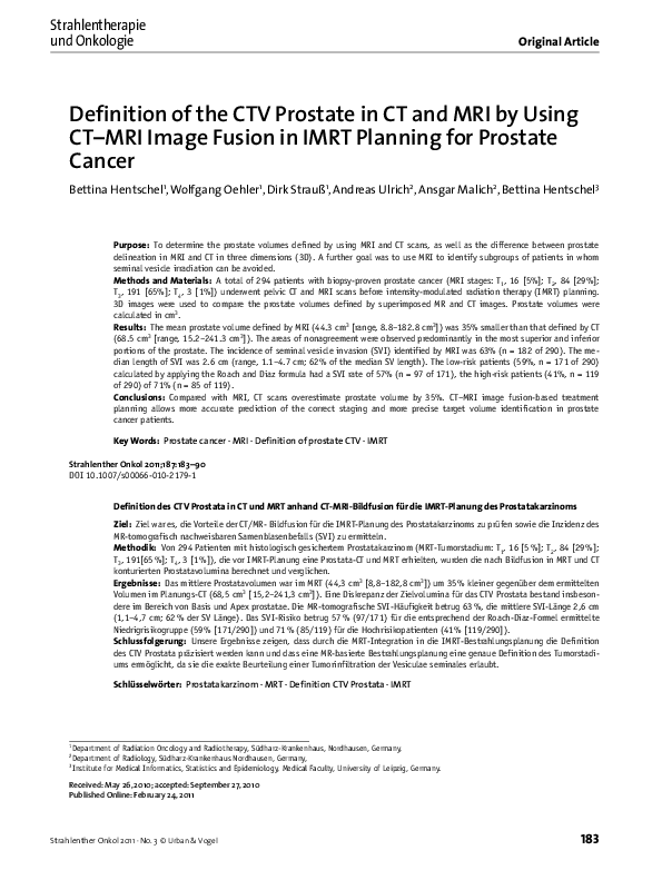 (PDF) Definition of the CTV Prostate in CT and MRI by Using CT–MRI ...