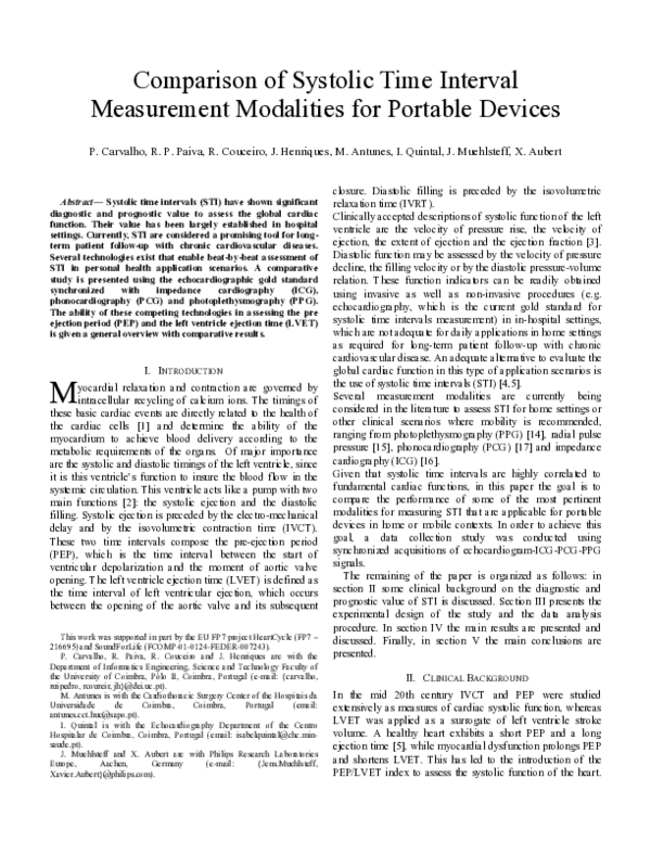 (PDF) Comparison of systolic time interval measurement modalities for ...