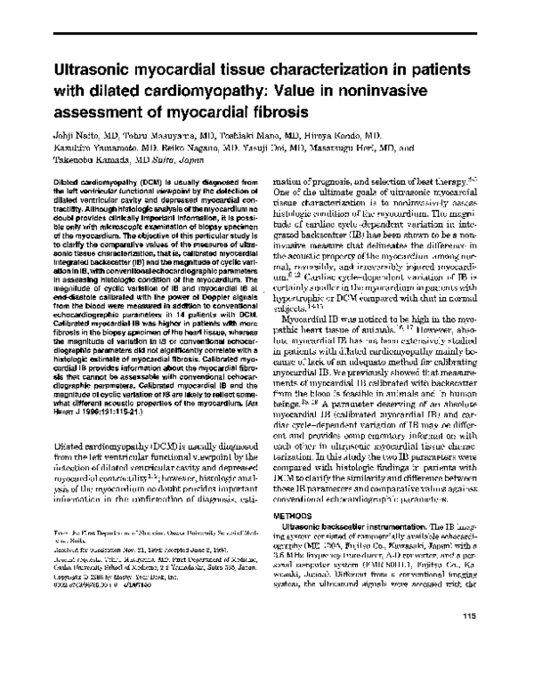 (PDF) Ultrasonic myocardial tissue characterization in patients with ...
