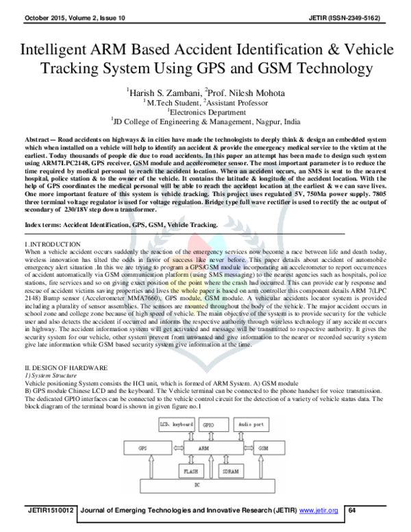 (PDF) Intelligent ARM Based Accident Identification & Vehicle Tracking ...