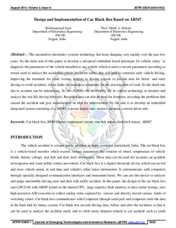 (PDF) Design and Implementation of Car Black Box Based on ARM7