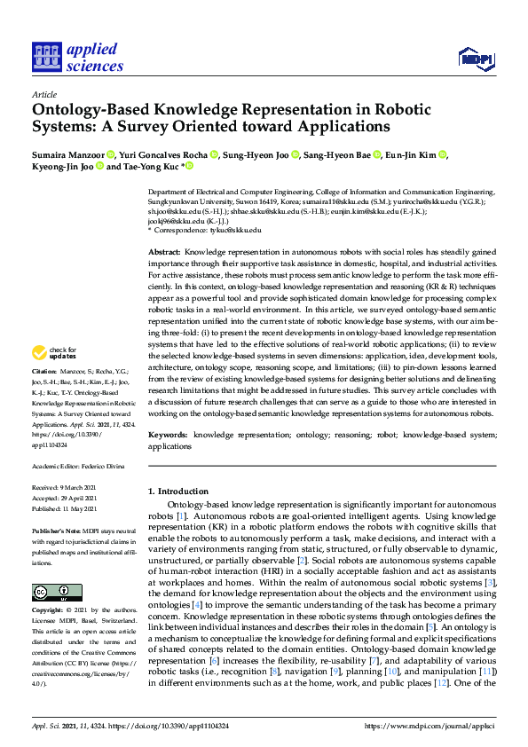 (PDF) Ontology-Based Knowledge Representation in Robotic Systems: A Survey Oriented toward ...