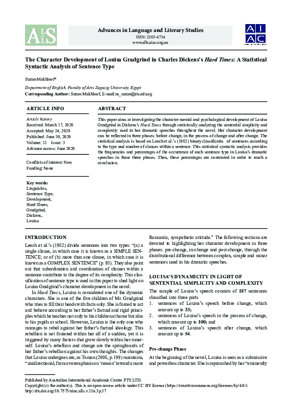 (PDF) The Character Development of Louisa Gradgrind in Charles Dickens ...