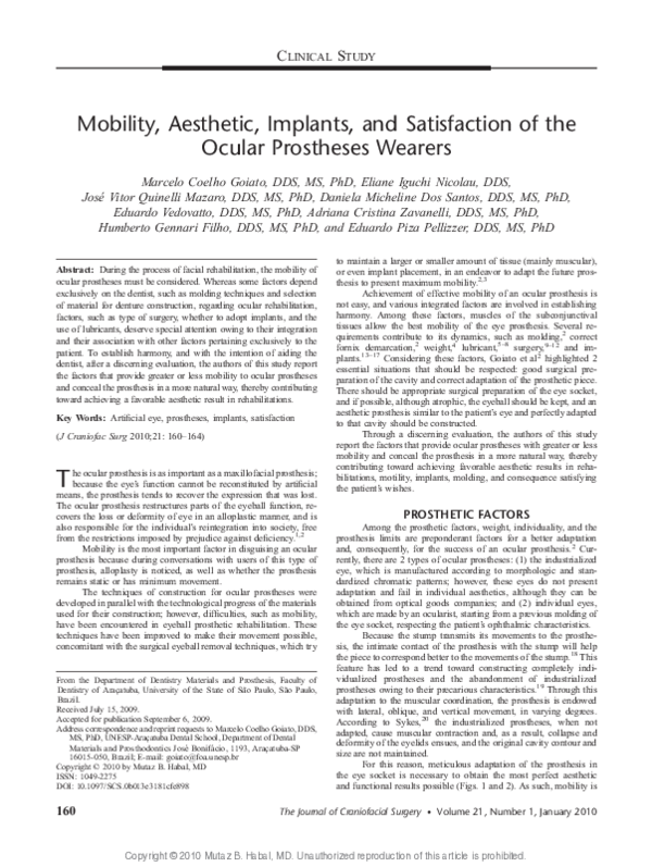 (PDF) Mobility, Aesthetic, Implants, and Satisfaction of the Ocular ...