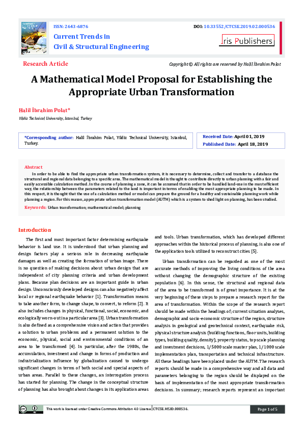 (PDF) A Mathematical Model Proposal for Establishing the Appropriate ...