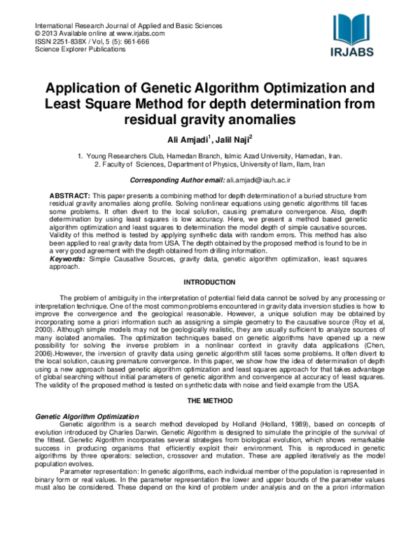 (PDF) Application of Genetic Algorithm Optimization of Thermodynamic Fluids Designs