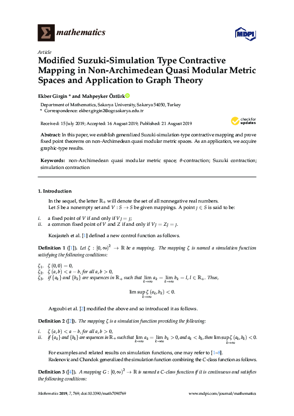 (PDF) Modified Suzuki-Simulation Type Contractive Mapping in Non-Archimedean Quasi Modular ...