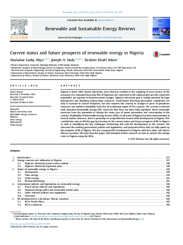 (PDF) Current status and future prospects of renewable and sustainable ...