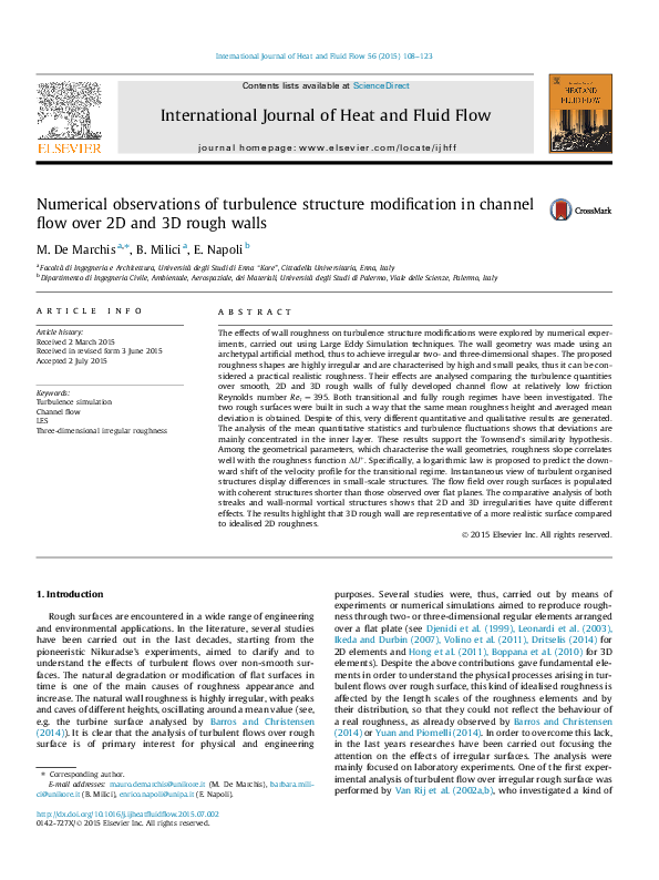 (PDF) Numerical observations of turbulence structure modification in channel flow over 2D and 3D ...