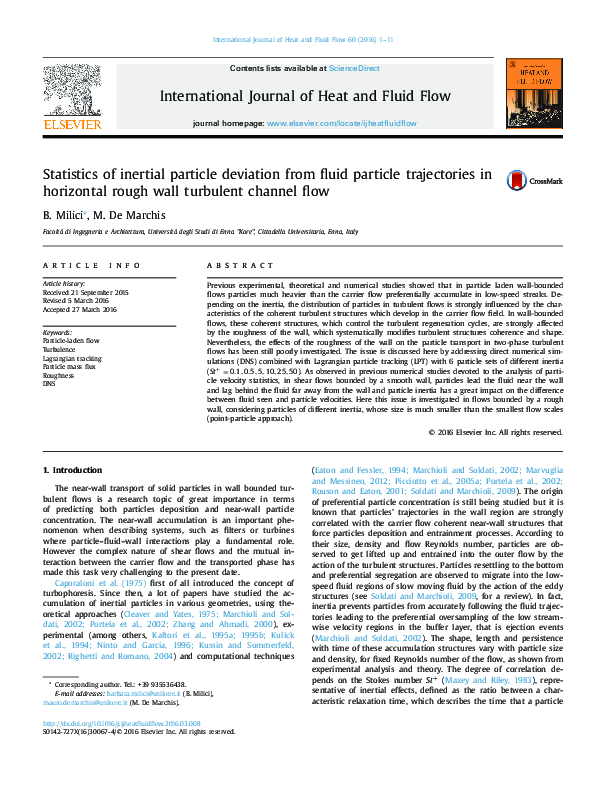 Pdf Statistics Of Inertial Particle Deviation From Fluid Particle Trajectories In Horizontal