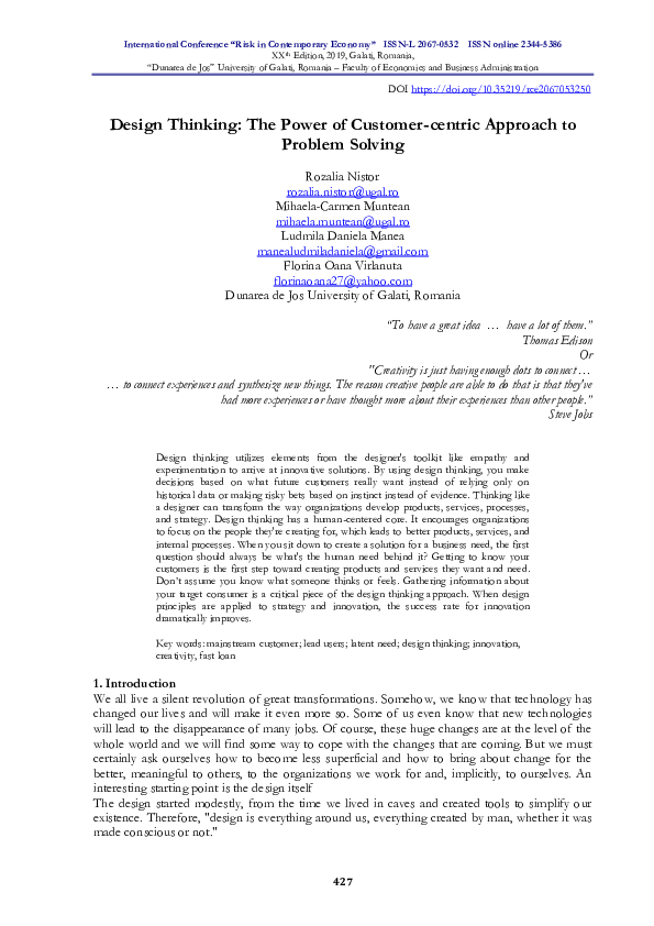 (PDF) Design Thinking: The Power of Customer-centric Approach to ...