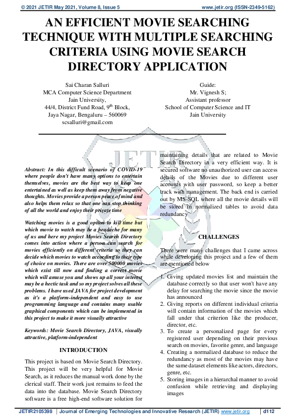 (PDF) An Efficient Movie Searching Technique with Multiple Searching ...