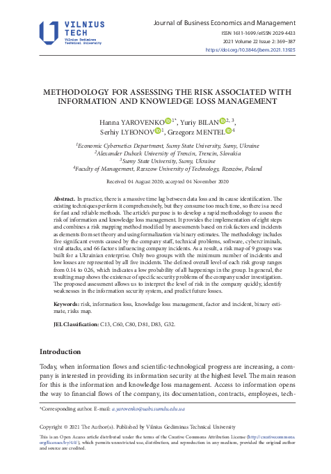 (PDF) Methodology for Assessing the Risk Associated with Information ...