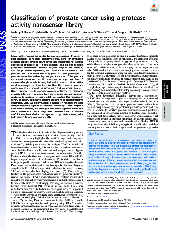 (PDF) Classification of prostate cancer using a protease activity ...