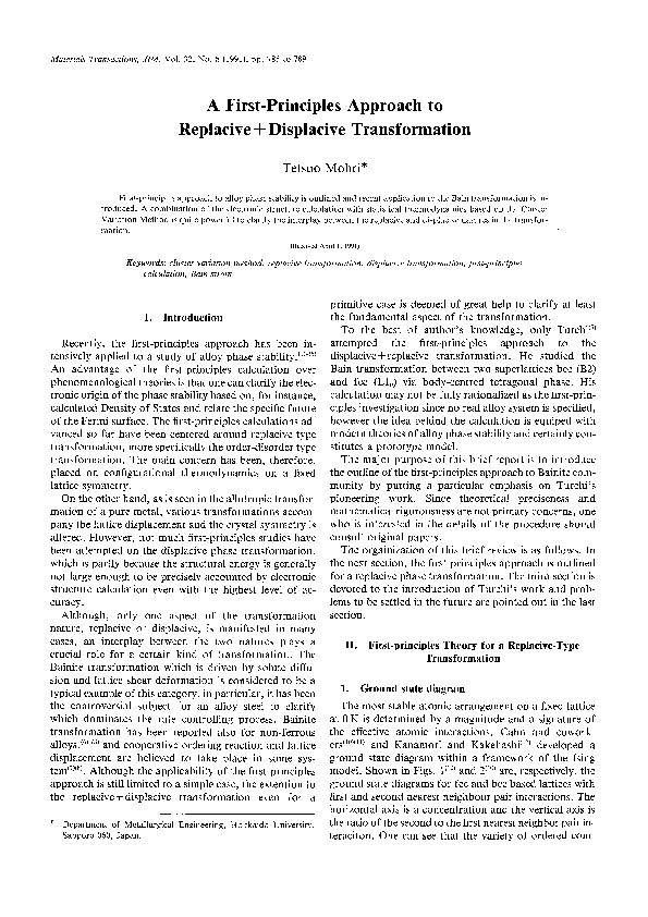 (PDF) A First-Principles Approach to Replacive+Displacive Transformation (PDF) A First-Principles Approach to Replacive+Displacive Transformation