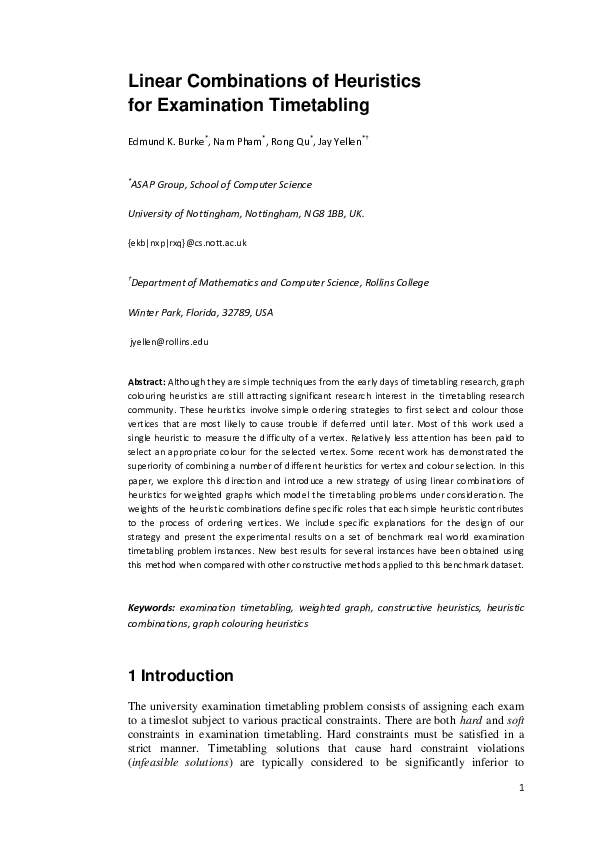 Pdf Combining Heuristics For Enhanced Exam Timetabling Solutions