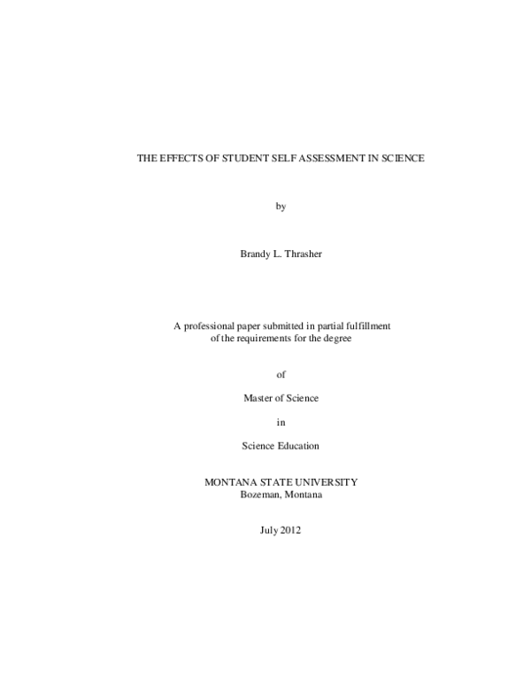 (PDF) The effects of student self assessment in science