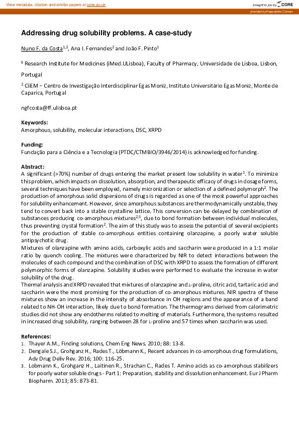 (PDF) Addressing drug solubility problems : a case-study