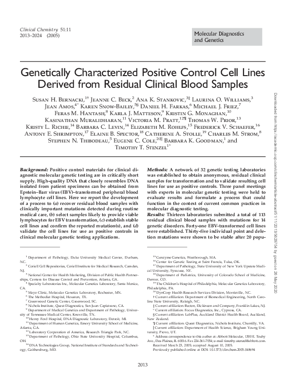 (PDF) Genetically characterized positive control cell lines derived ...