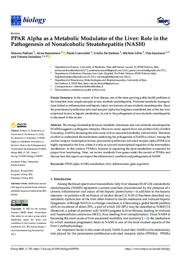(PDF) PPAR Alpha as a Metabolic Modulator of the Liver: Role in the ...