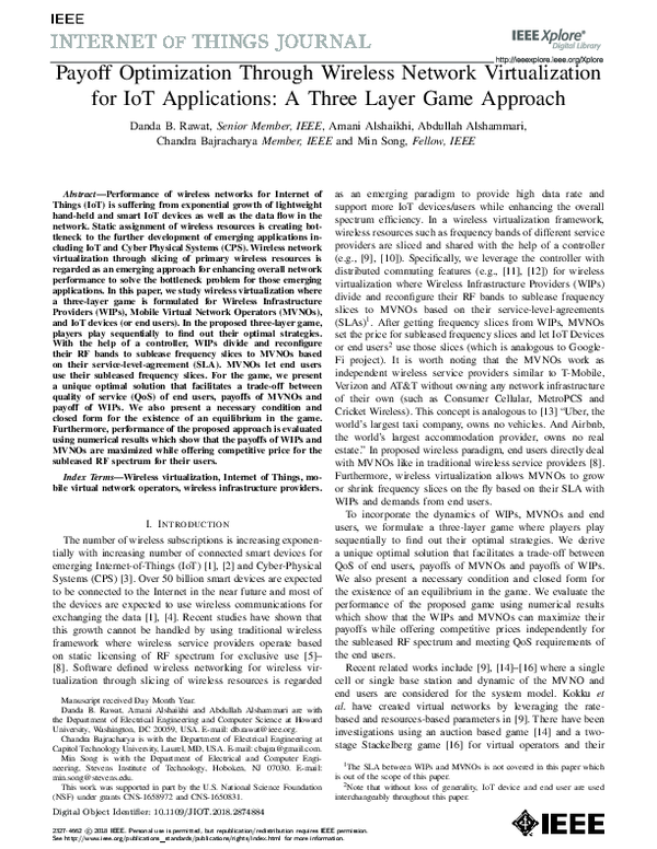 (PDF) Payoff Optimization Through Wireless Network Virtualization for IoT Applications: A Three ...