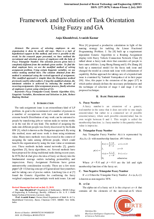 (PDF) Framework and Evolution of Task Orientation using Fuzzy and GA