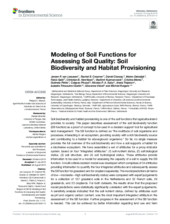 (PDF) Assessing Soil Quality through Biodiversity and Functionality