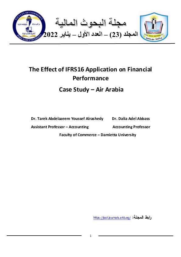(PDF) The Effect of IFRS16 Application on Financial Performance Case Study – Air Arabia | Dalia ...